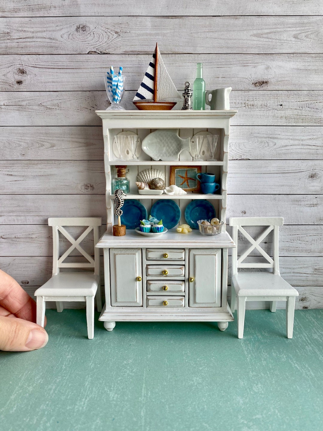 Miniature Beach Hutch, Dollhouse Furniture, Miniature Cabinet - Etsy