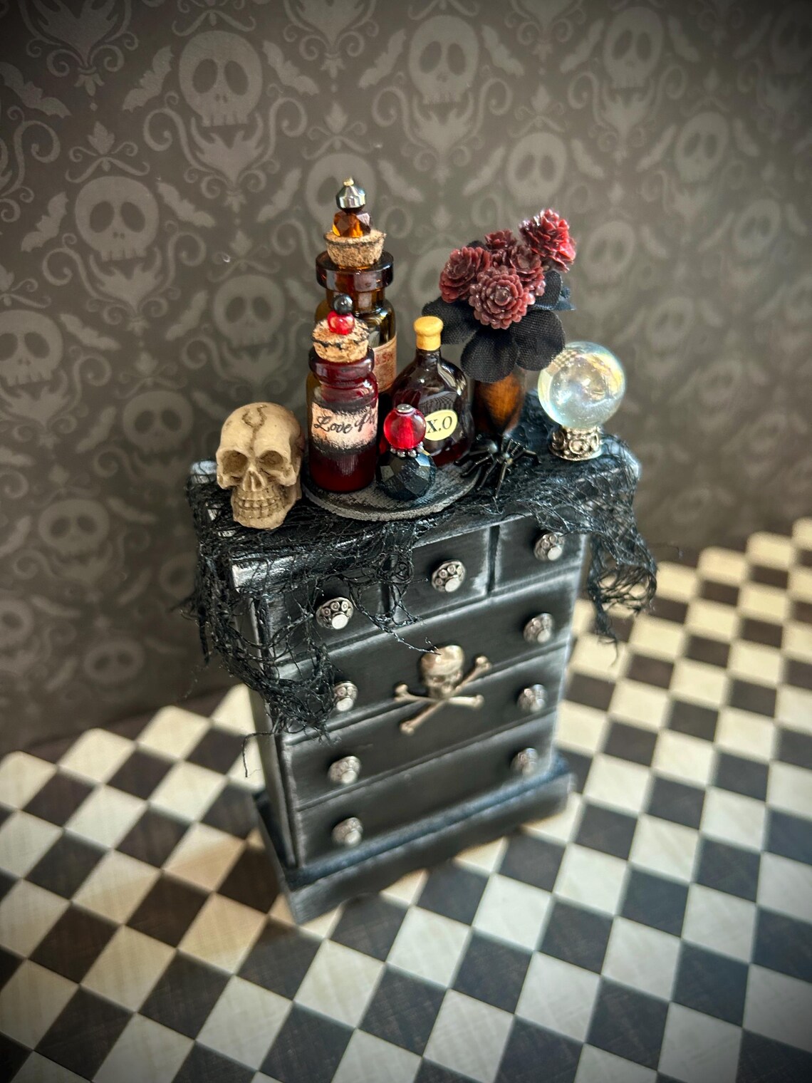 Haunted Dollhouse Dresser, 1:12 Scale Miniature Bedroom Chest of ...