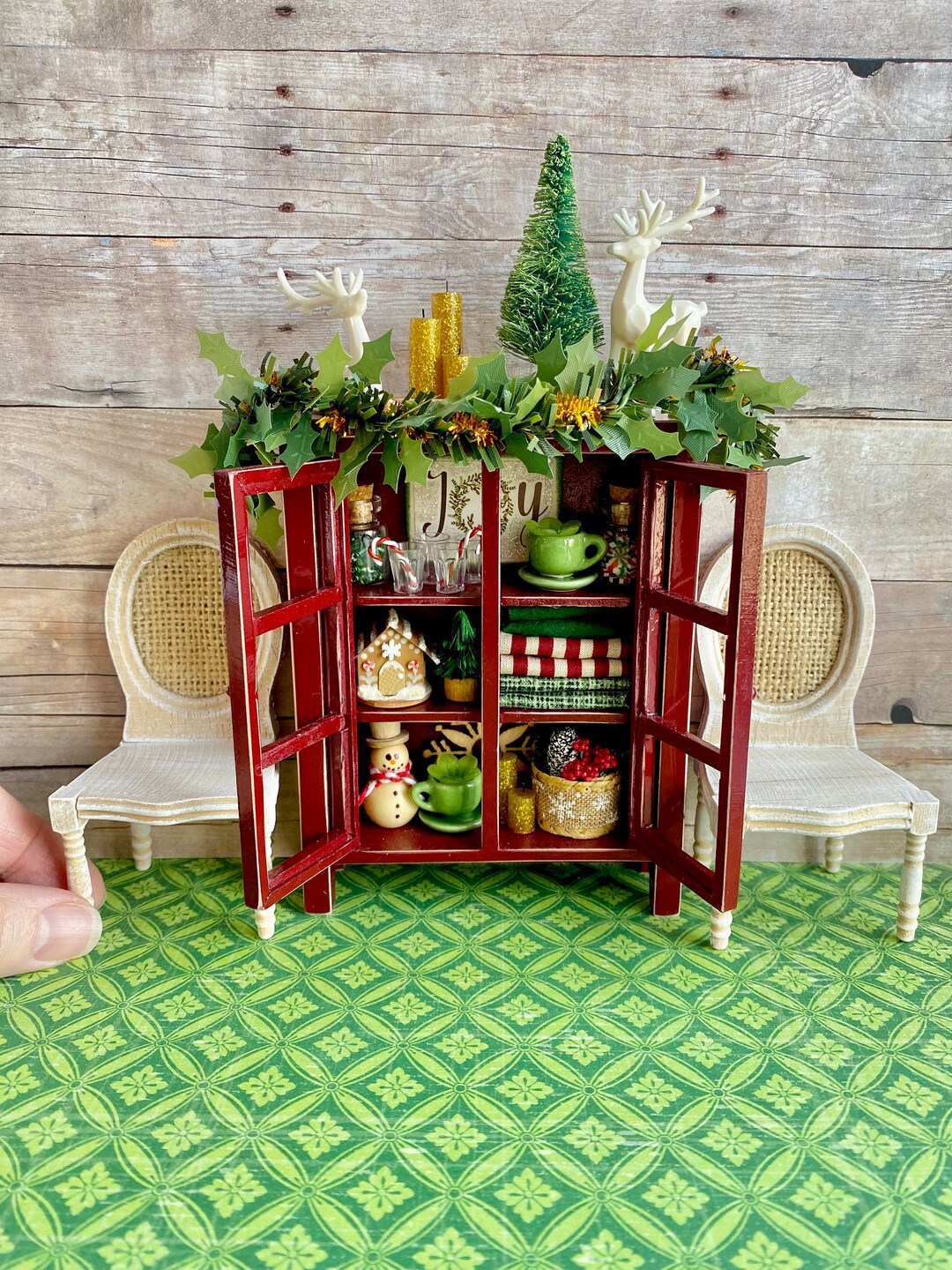 1:12 Scale Miniature Christmas Furniture, Dollhouse Cupboard, Artisan ...