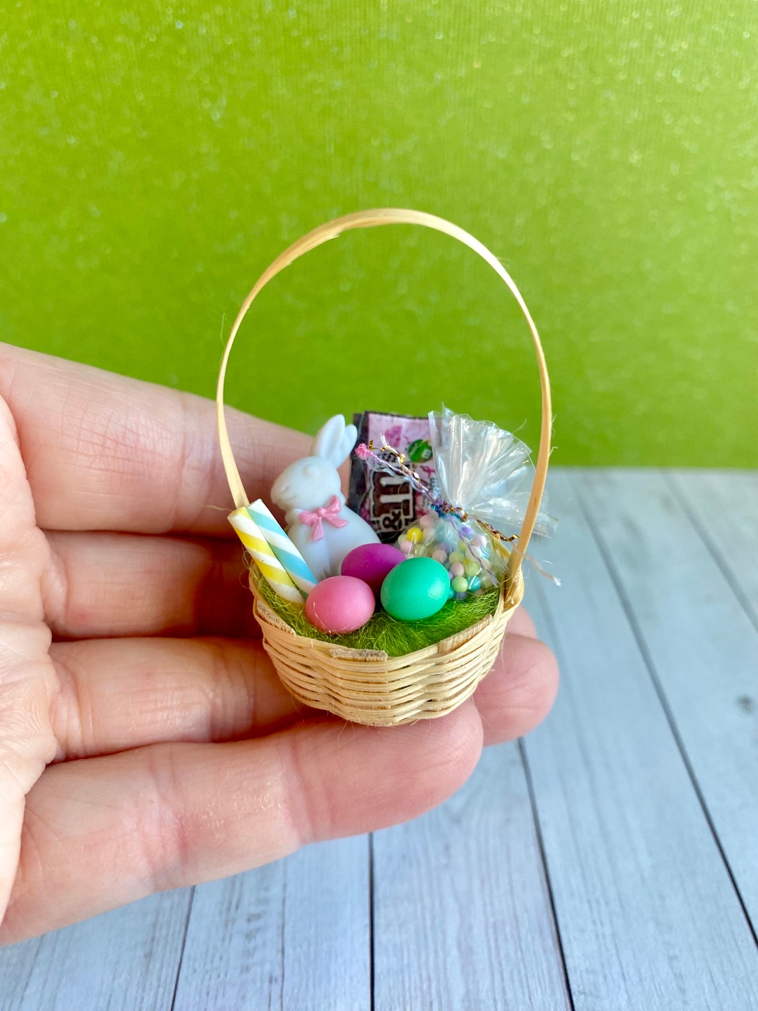 1:12 Scale Miniature Easter Basket, Miniature Easter Eggs, Dollhouse ...