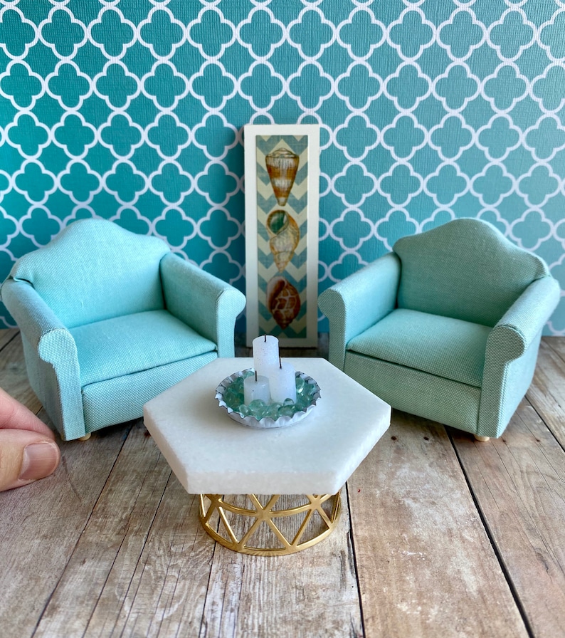 Modern dollhouse coffee table miniature gold table 1:12 | Etsy