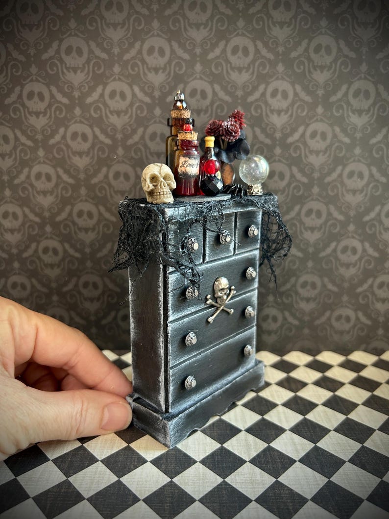 Haunted Dollhouse Dresser, 1:12 Scale Miniature Bedroom Chest of ...