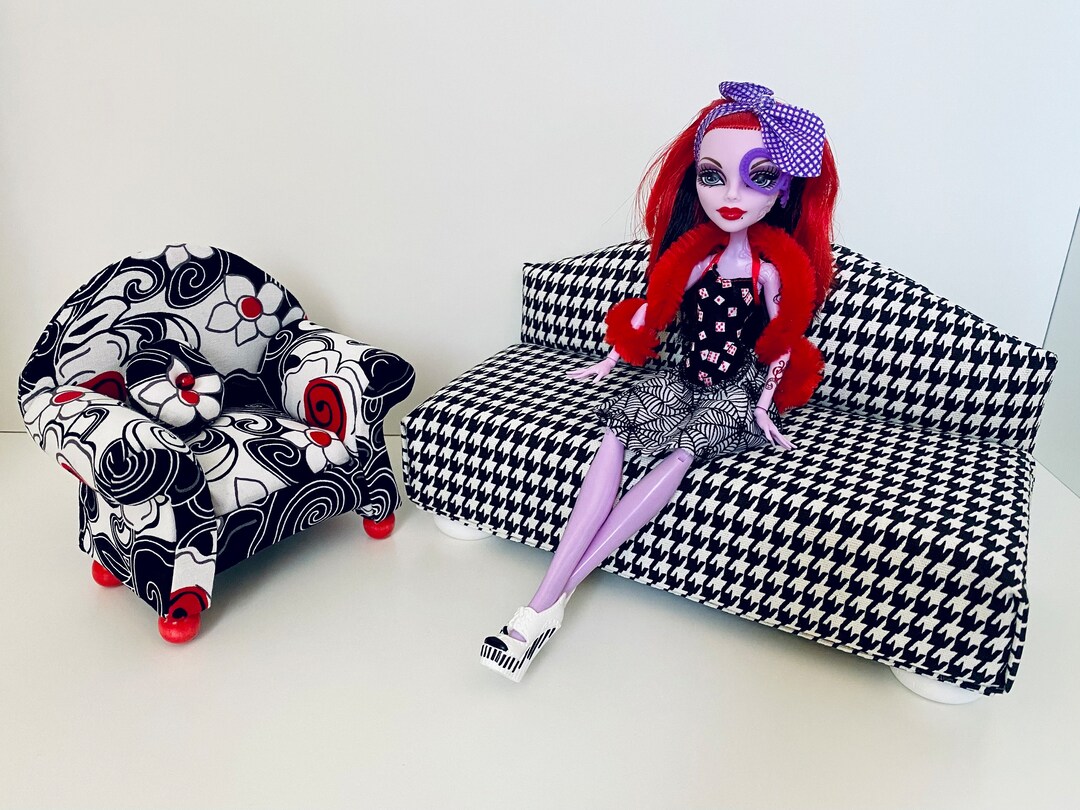 1:6 Scale Doll Furniture, Barbie Couch and Chair, Handmade Dollhouse ...