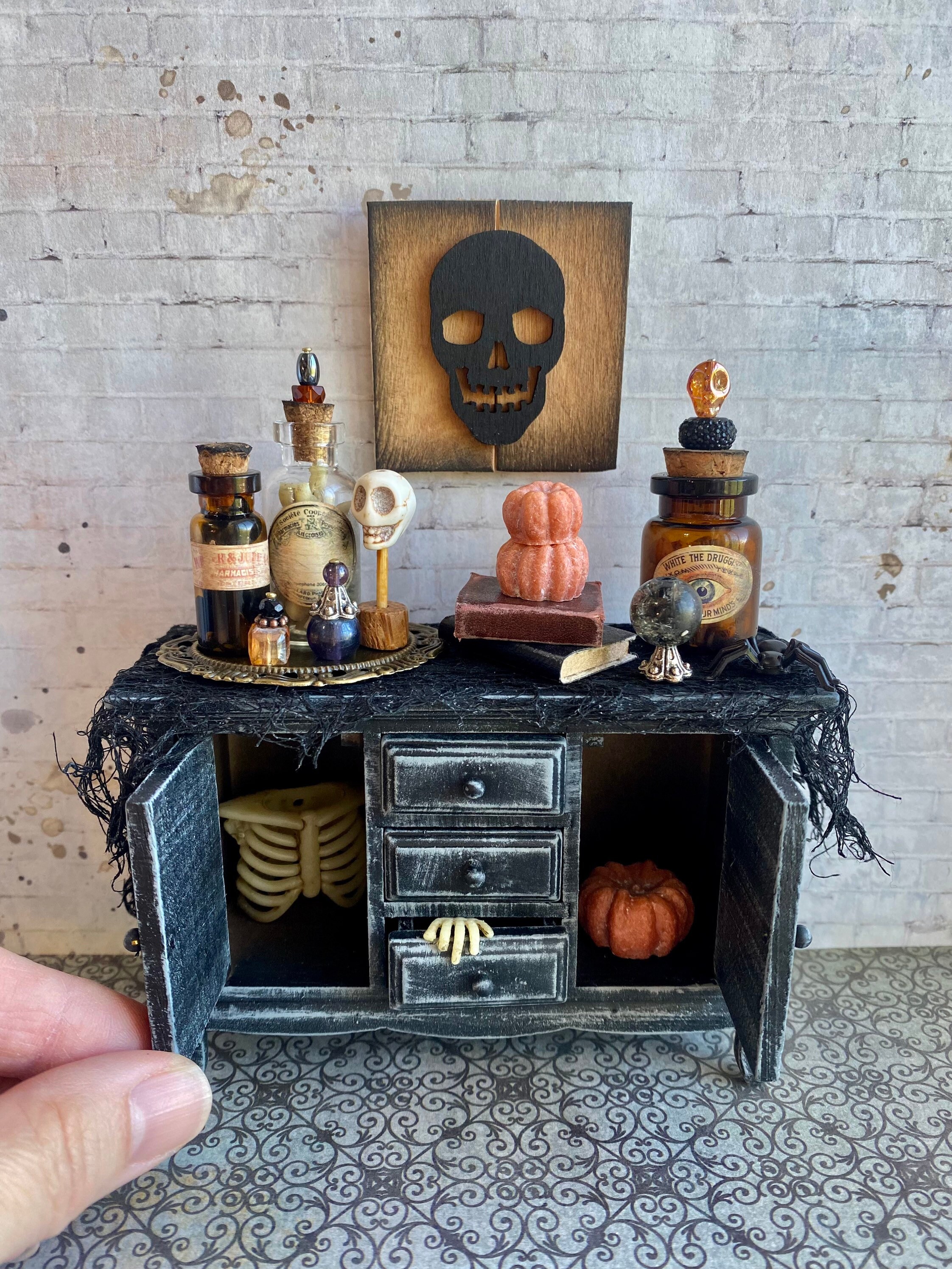 Miniature Halloween Furniture Dollhouse Sideboard 1 12 Scale Etsy