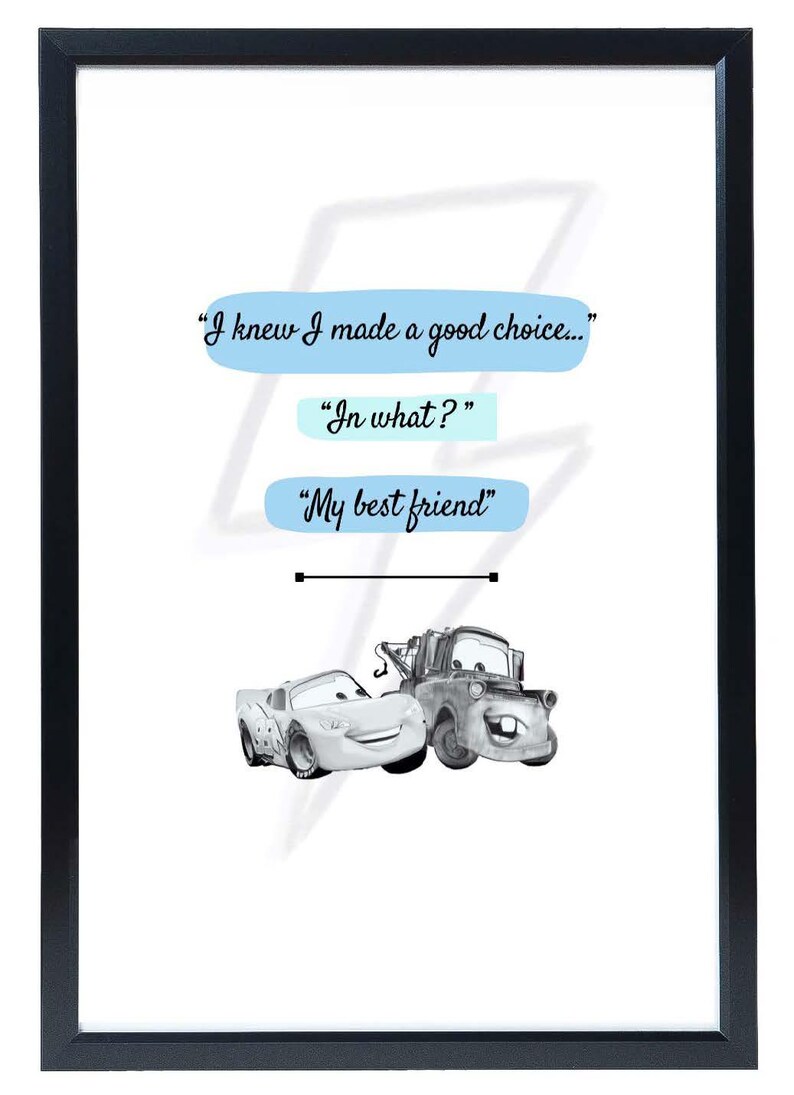 Cars Mcqueen Mater Best Friend Poster Print Decor Blue - Etsy