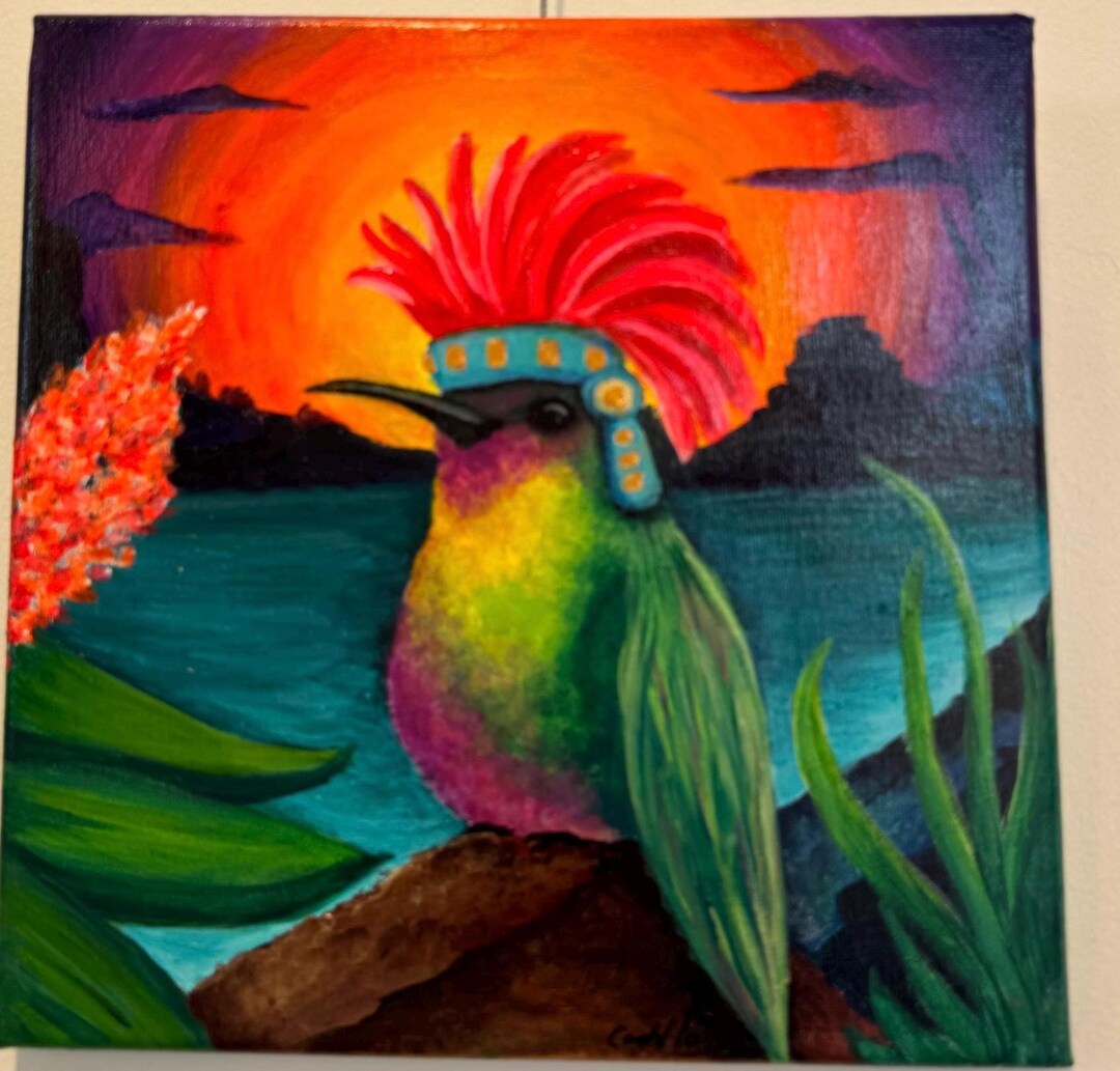 Hummingbird Aztec Warrior Painting - Etsy