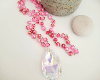 Hot Pink Chain Necklace - Etsy