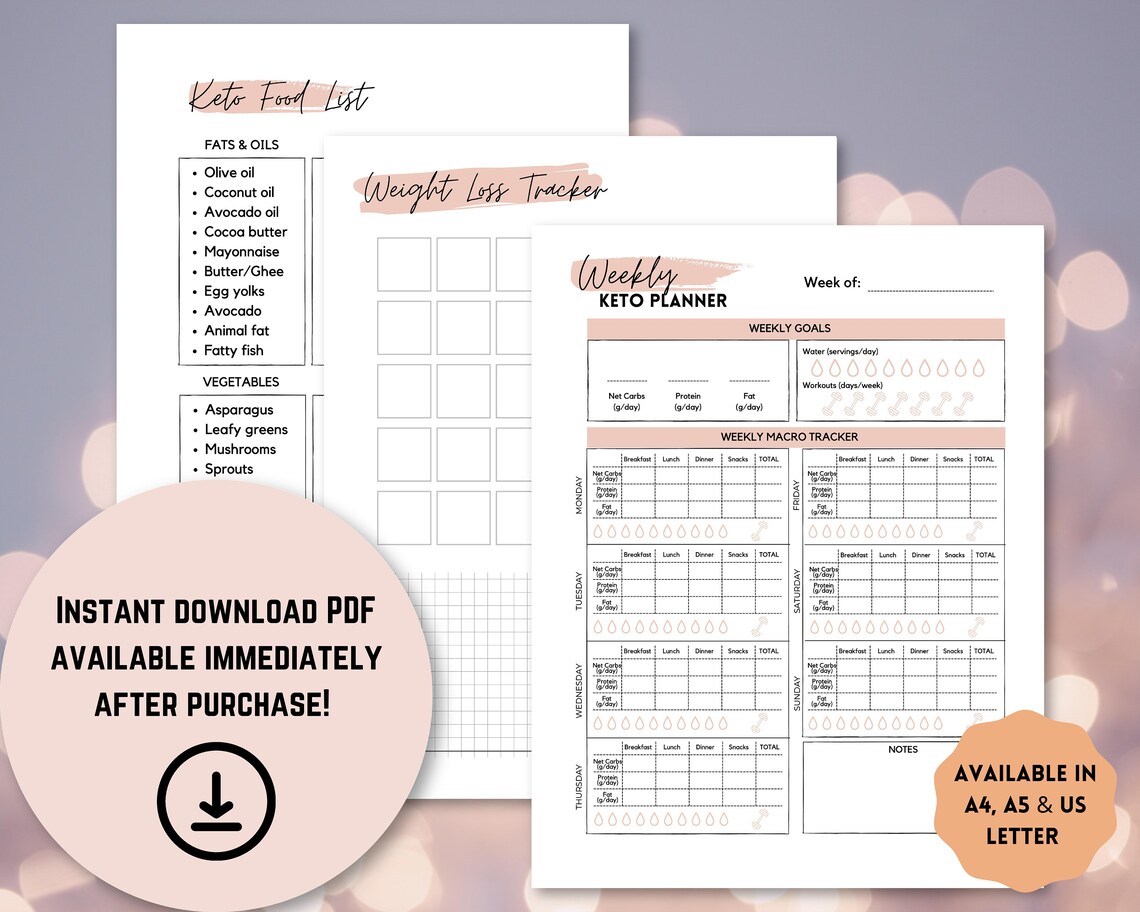 Keto Diet Planner | Digital & Printable | Ketogenic Diet Journal | Keto ...
