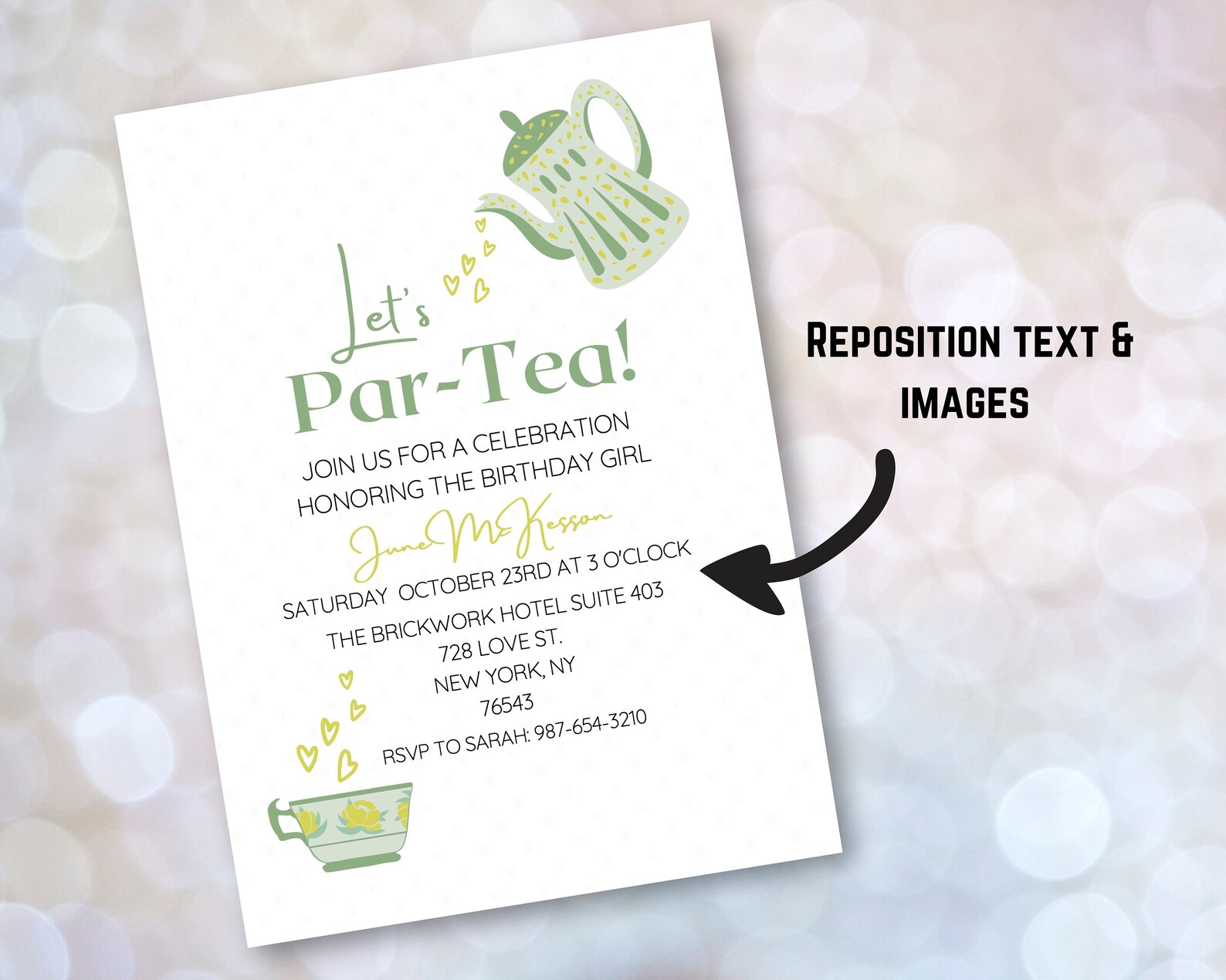 Editable Tea Party Birthday Invitation Tea Party Invite | Etsy