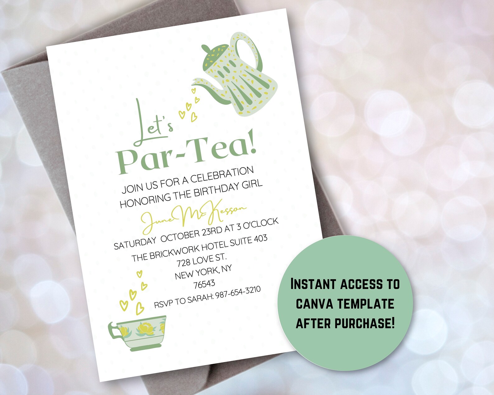 Editable Tea Party Birthday Invitation Tea Party Invite - Etsy