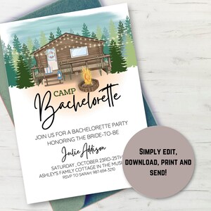 Editable Bachelorette Party Invitation Cabin Cottage - Etsy