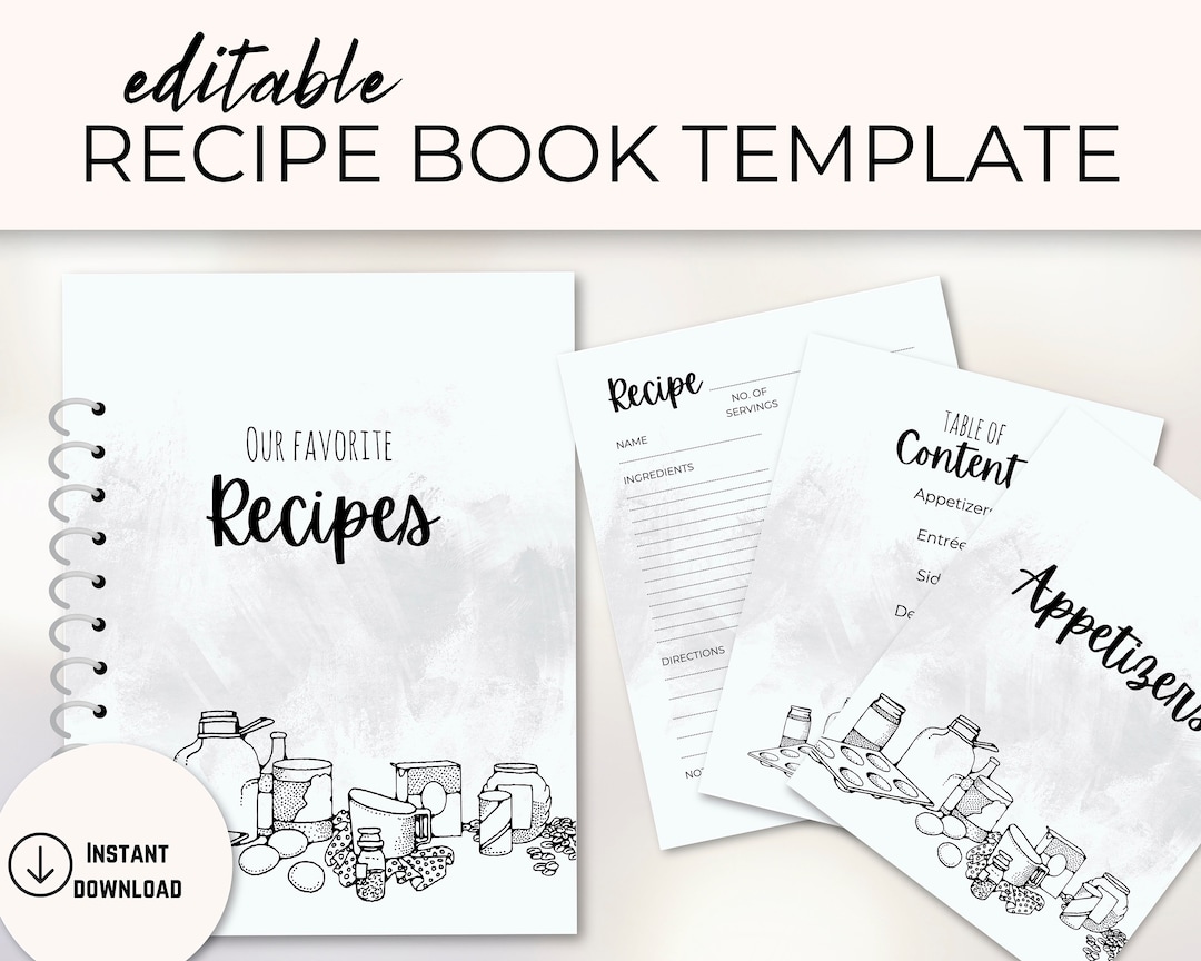 Editable Recipe Binder Template|recipe Binder Kit|custom Recipe Book ...