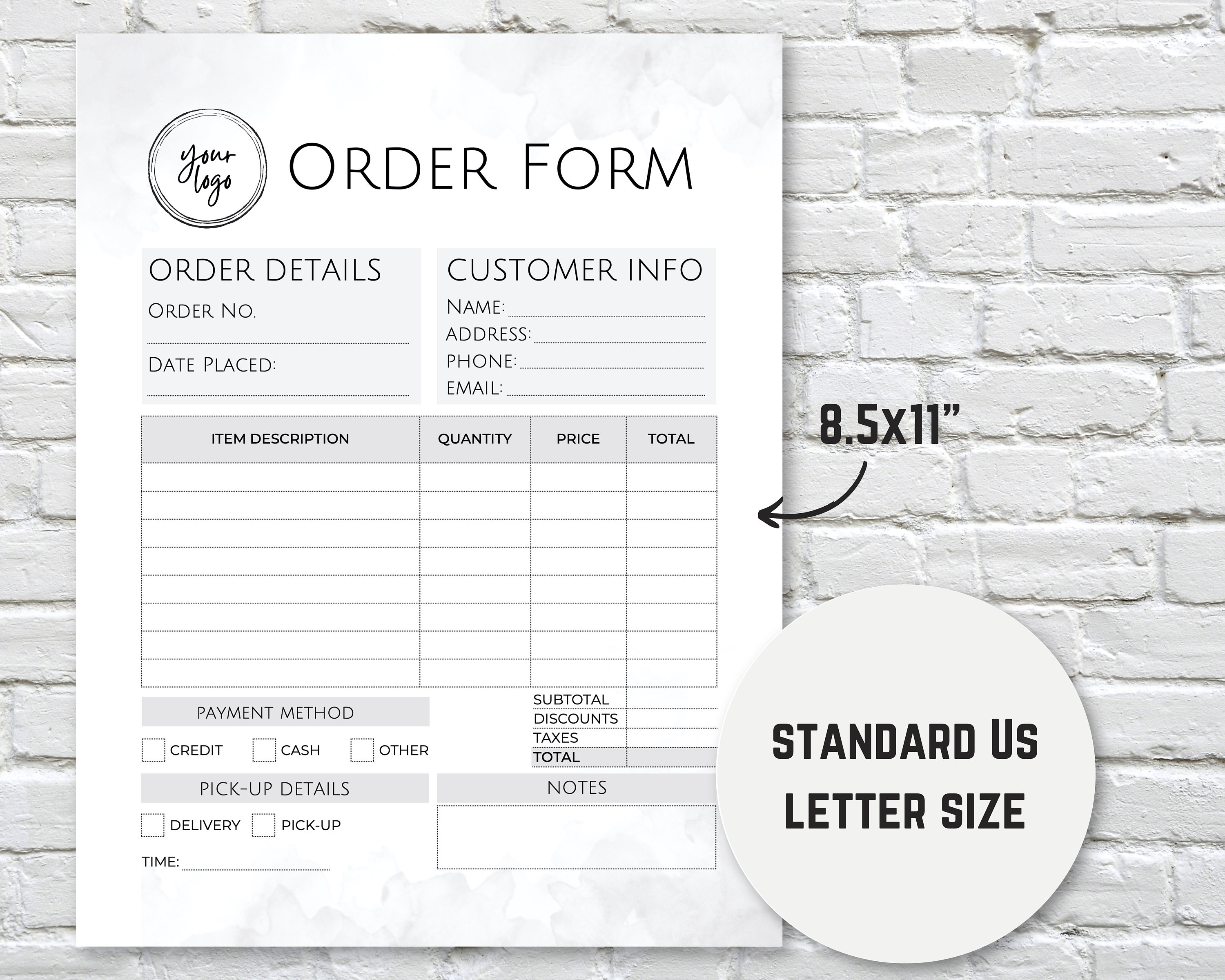Editable Order Form Template| Custom Order Form | Canva Template ...