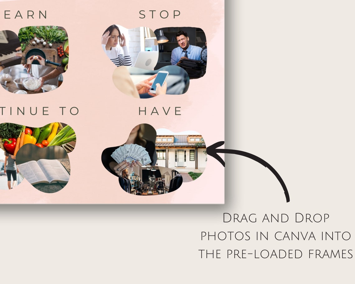 Editable Vision Board Template Intention and Goals Setting 2023 Mood ...