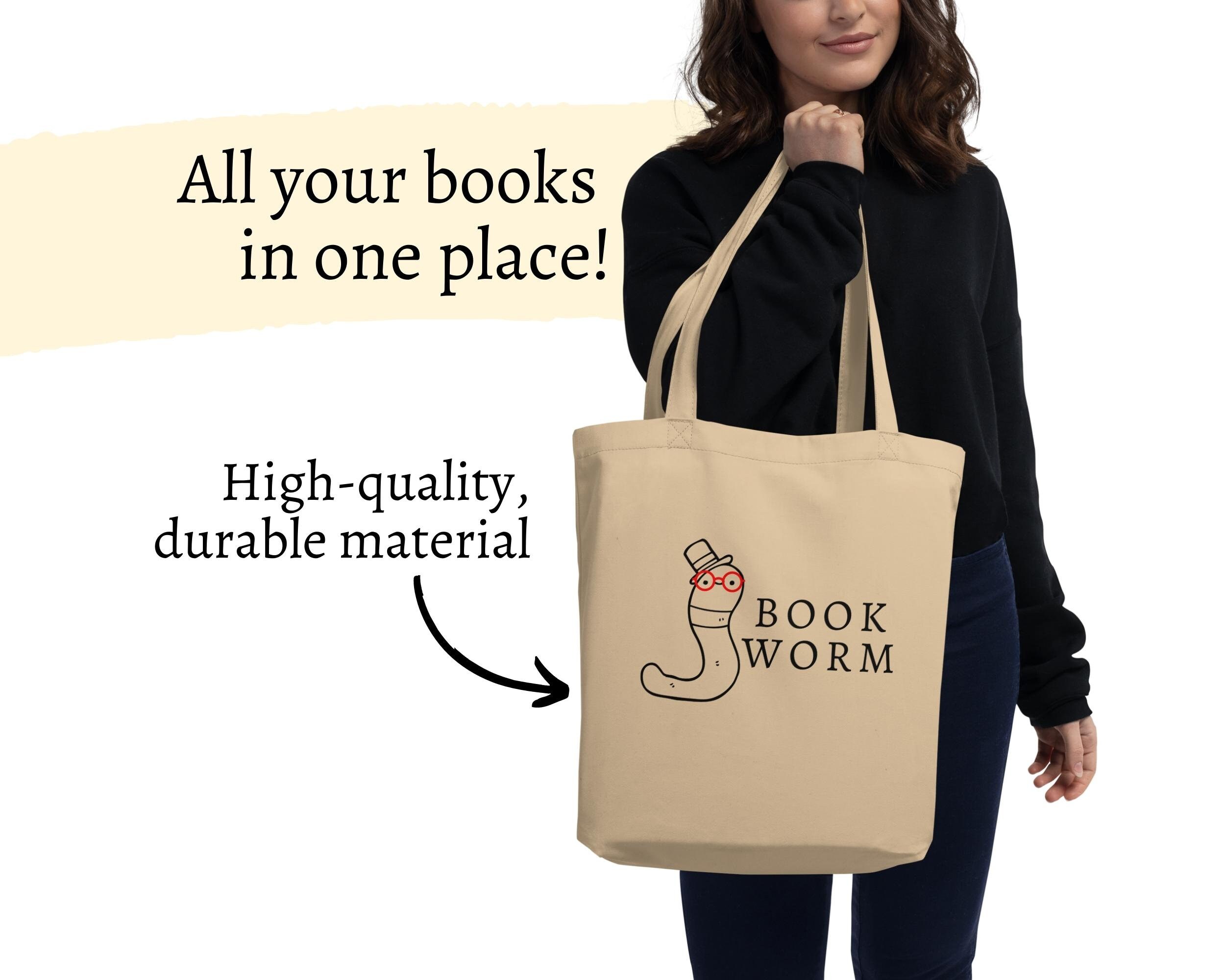Eco-friendly Sustainable Library Book Tote Bag | Library Book Worm Bag ...