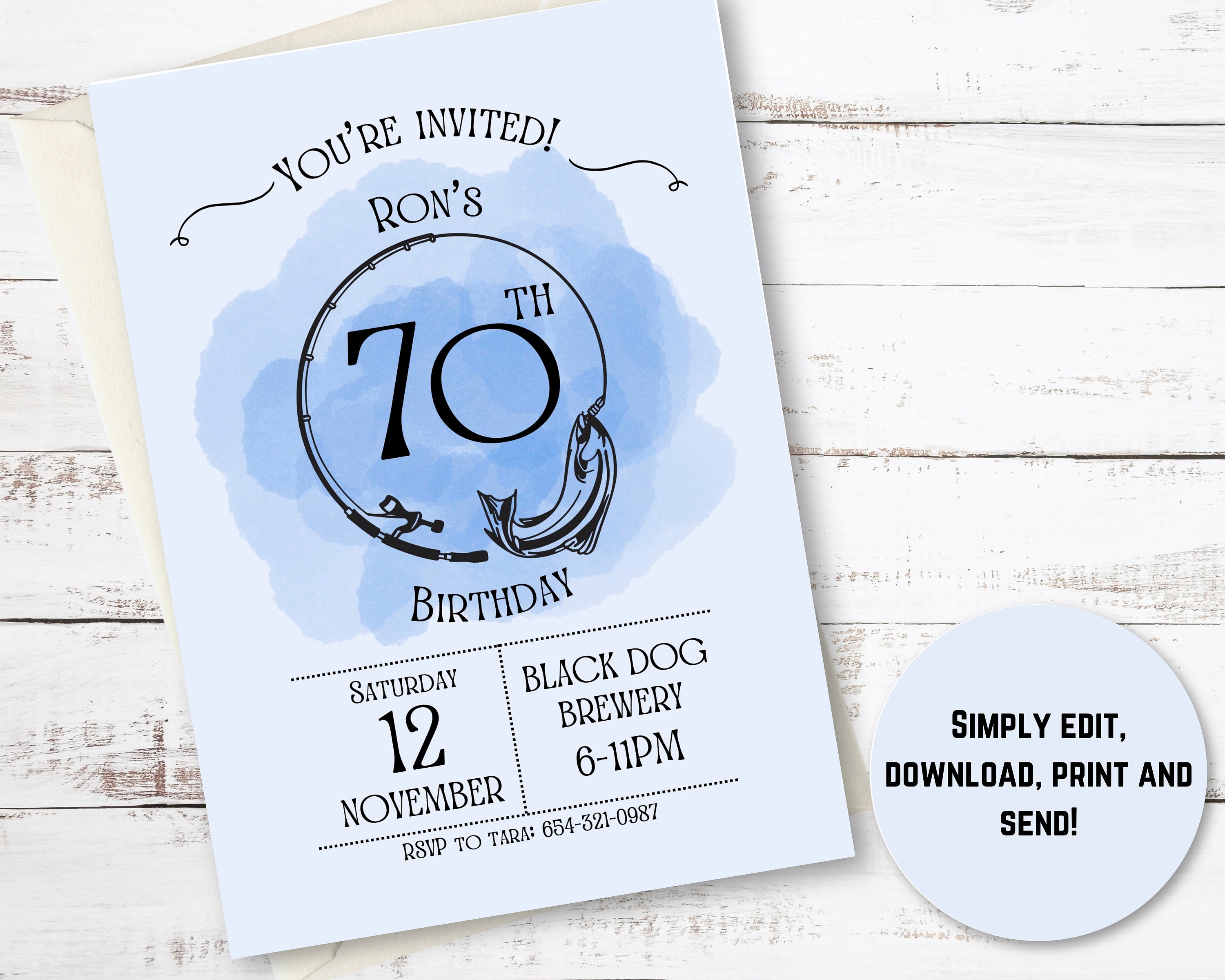 Editable 70th Birthday Party Invitation for Men Printable Man Birthday ...