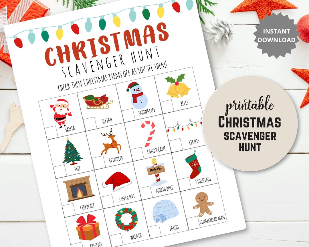 Printable Christmas Scavenger Hunt for Kids | Kids Christmas Activity ...