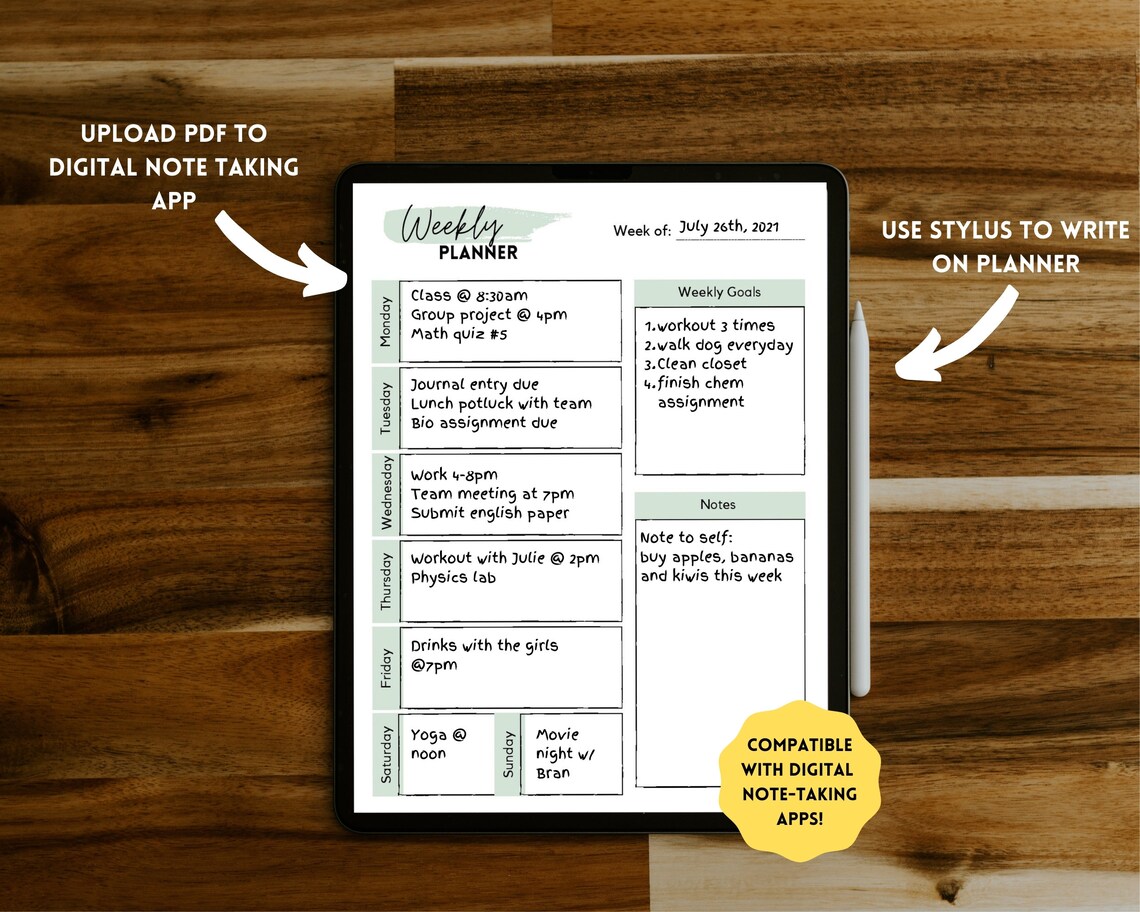 College Student Planner Printable Bundle Digital Planner Habit Tracker ...