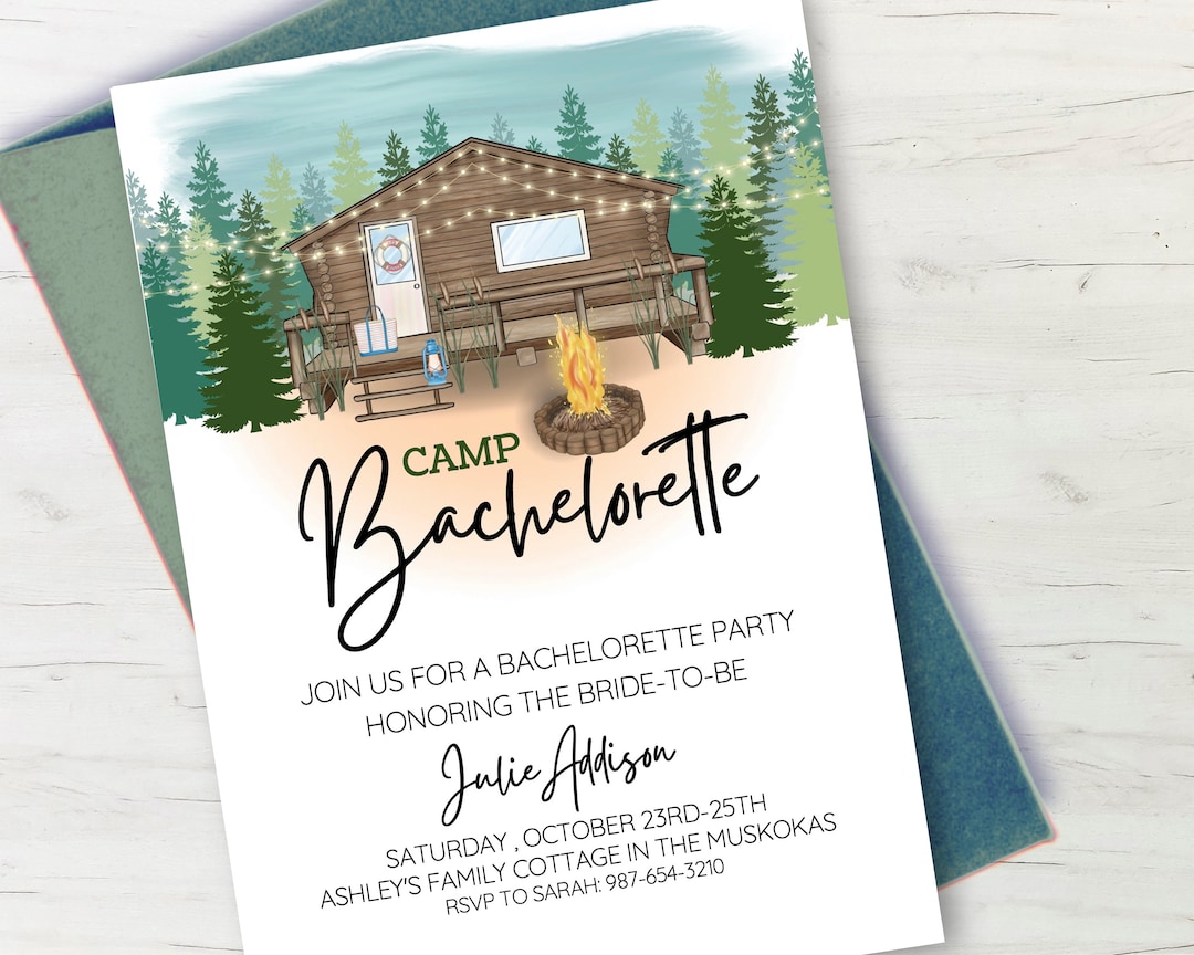 Editable Bachelorette Party Invitation | Cabin Cottage Bachelorette ...