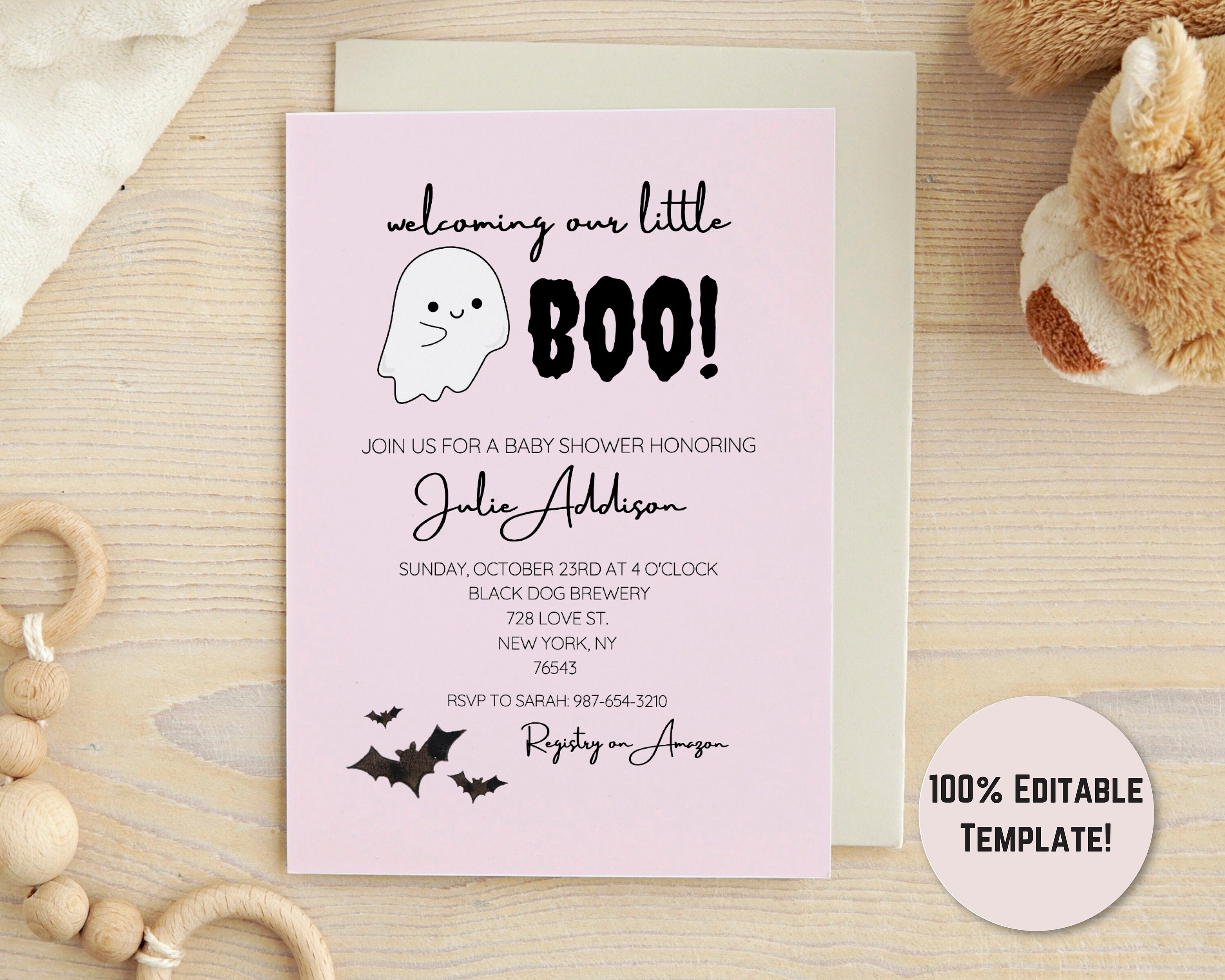 Editable Halloween Baby Shower Invitation Our Little Boo - Etsy