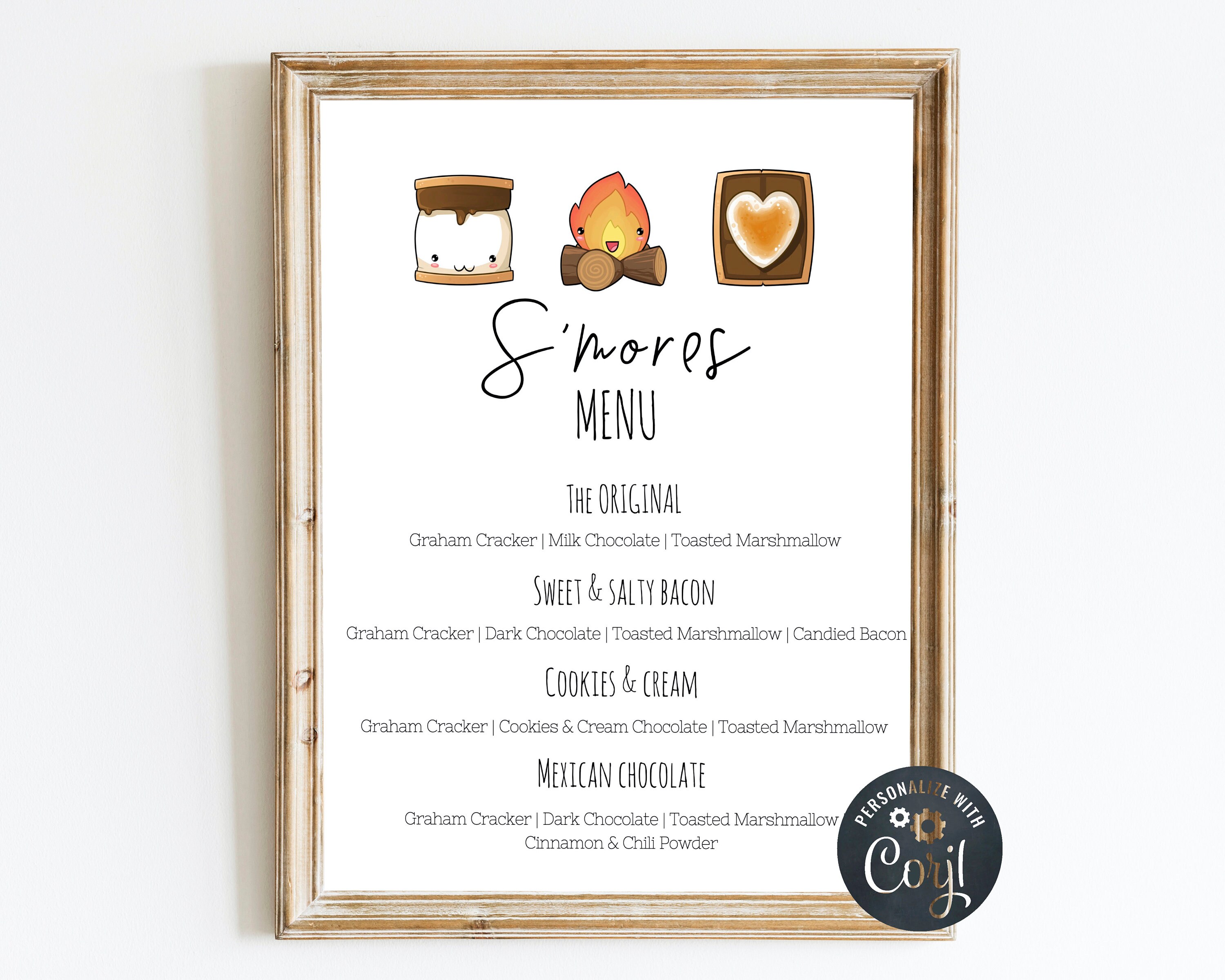 Editable S'mores Menu Sign Smores Station S'mores - Etsy