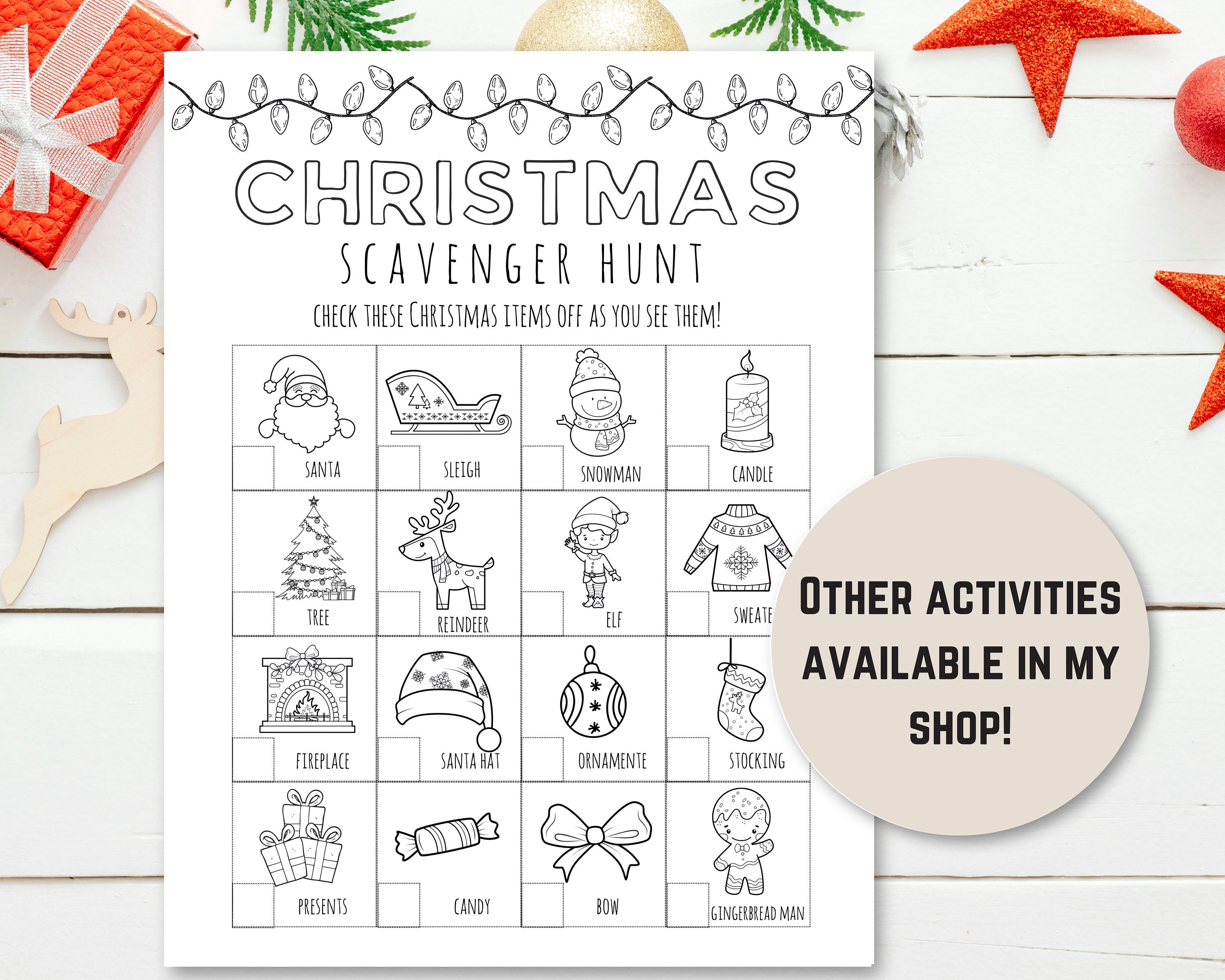 Printable Christmas Scavenger Hunt for Kids | Kids Christmas Activity ...
