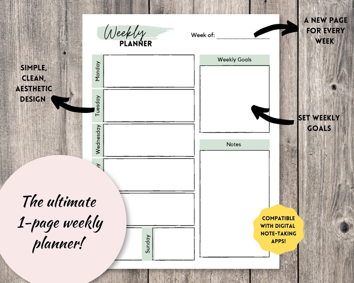 College Student Planner Printable Bundle Digital Planner Habit Tracker ...