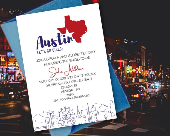 Editable Bachelorette Party Invitation Austin Texas - Etsy