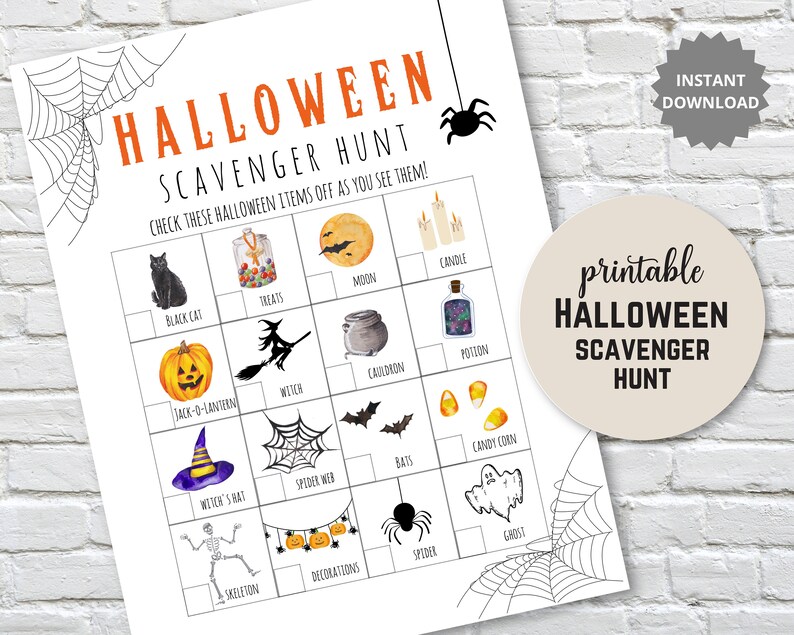Printable Halloween Scavenger Hunt for Kids | Kids Halloween Activity ...