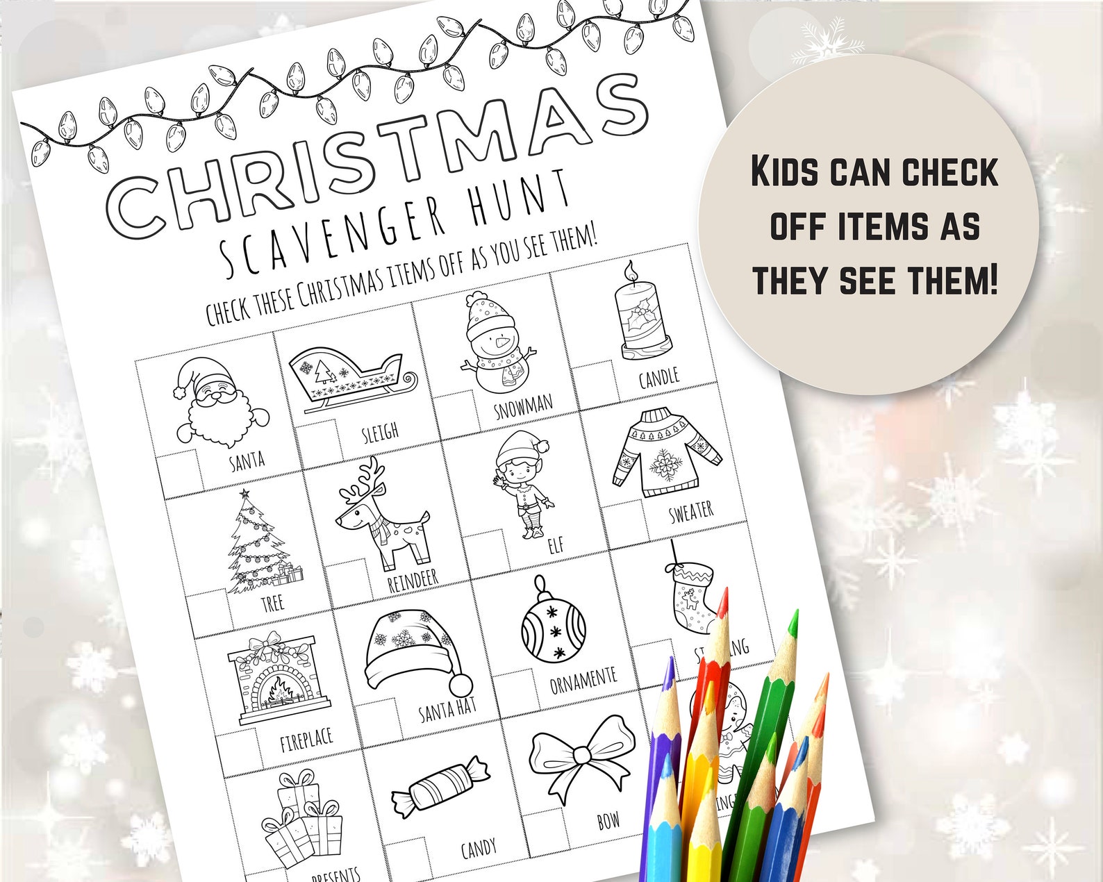 Printable Christmas Scavenger Hunt for Kids Kids Coloring - Etsy