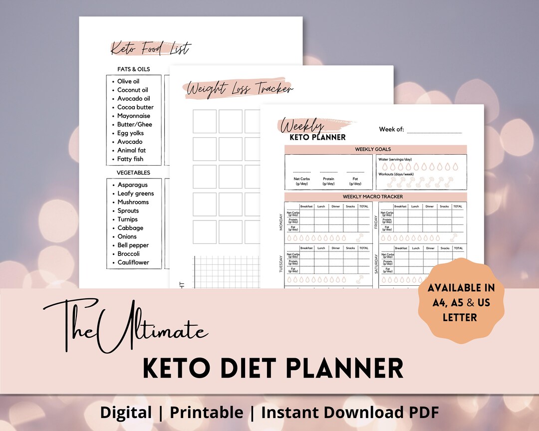Keto Diet Planner | Digital & Printable | Ketogenic Diet Journal | Keto ...