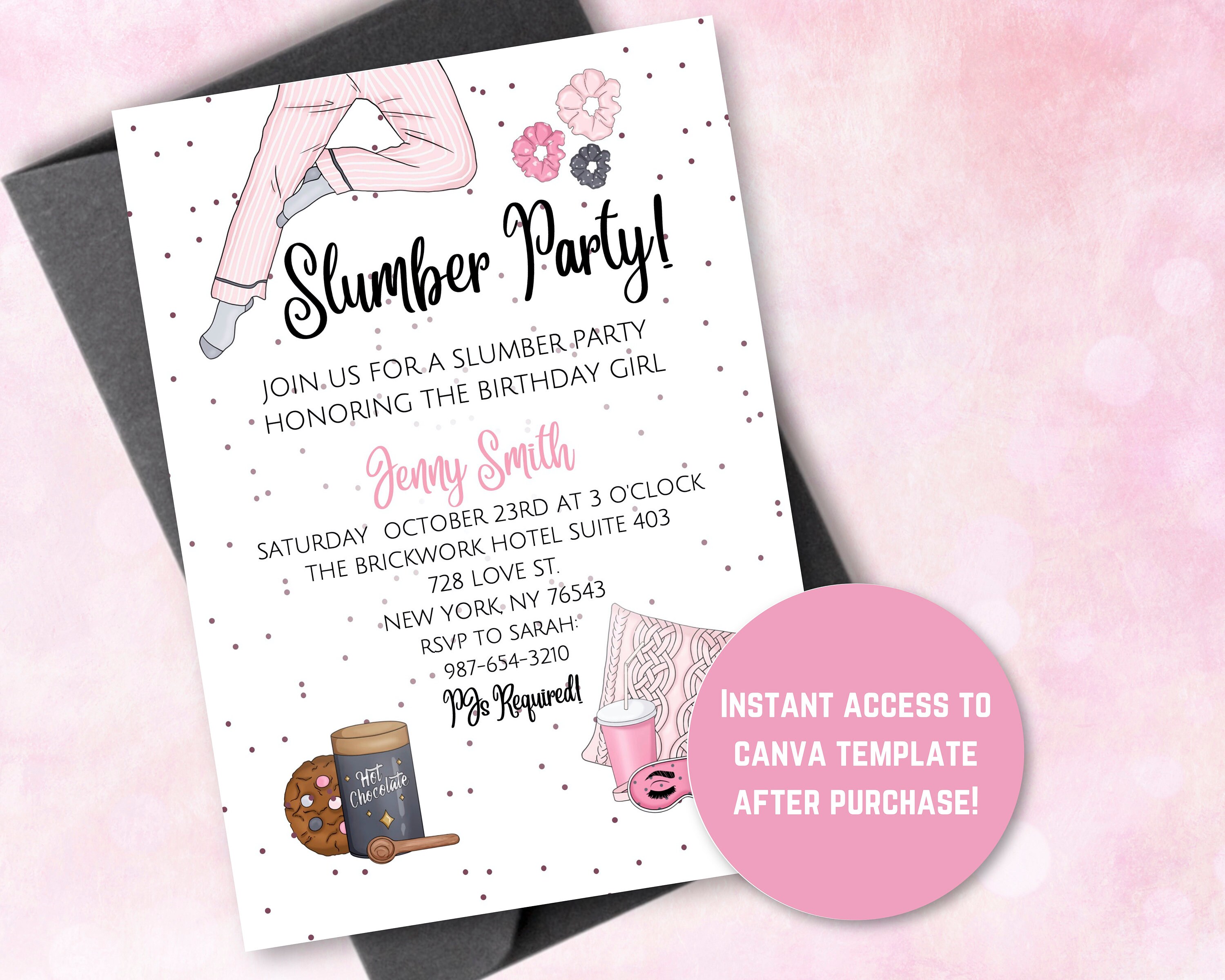Editable Slumber Party Invitation Printable | Sleepover Party Invite ...