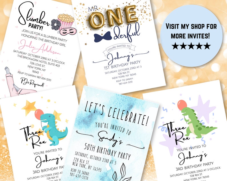 Editable Blue Party Invitation Printable Blue Party Invite - Etsy Canada