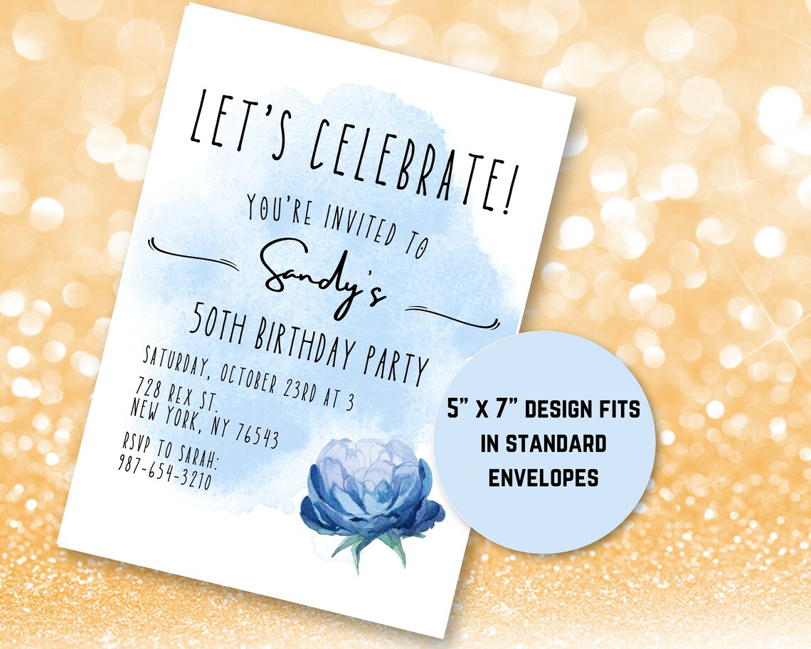 Editable Blue Party Invitation Printable Blue Party Invite - Etsy Canada