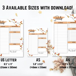 Fall Themed Daily Planner Pages | Undated US Letter, A4, A5 Planner ...