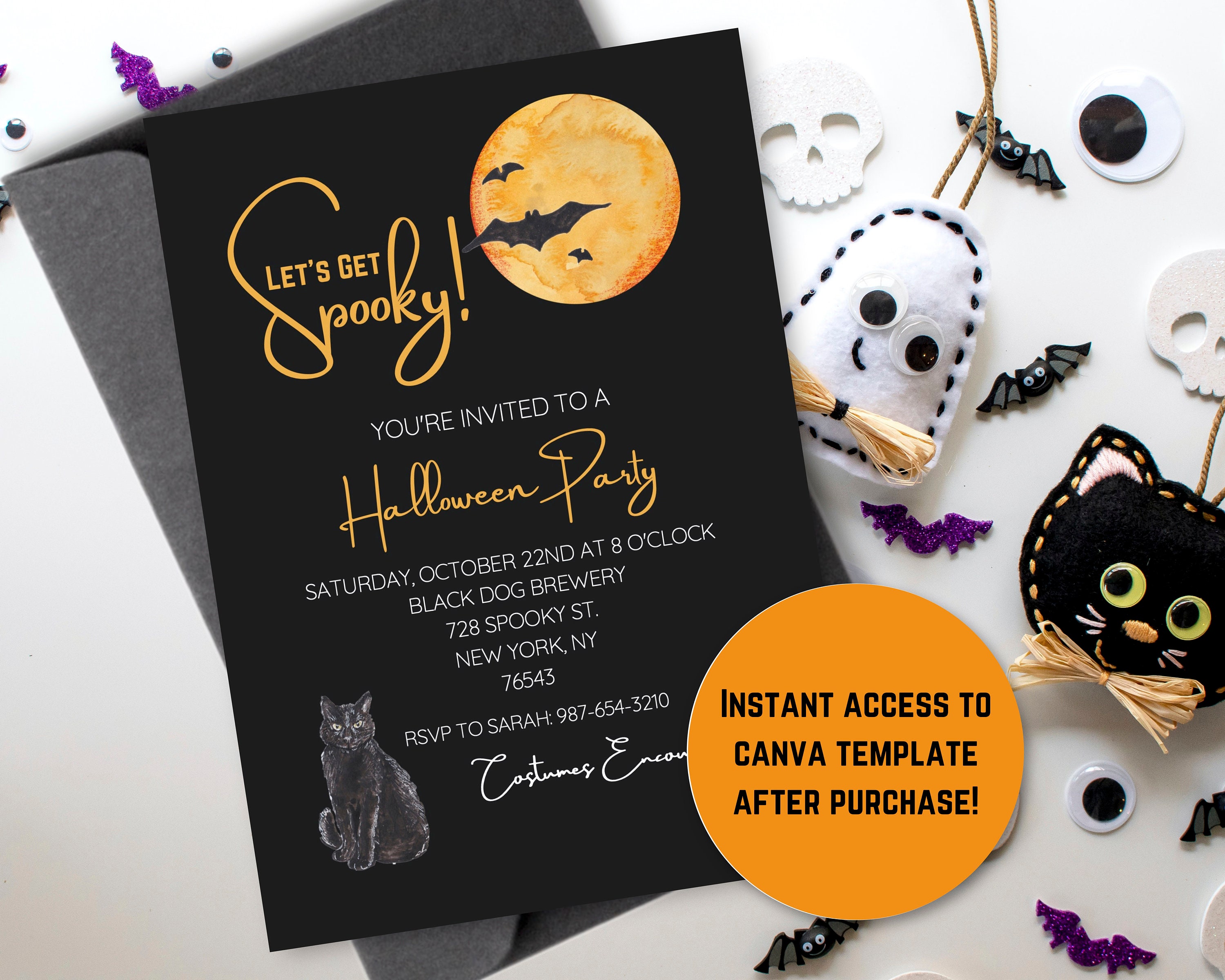 Editable Halloween Party Invitation Template Let's Get - Etsy