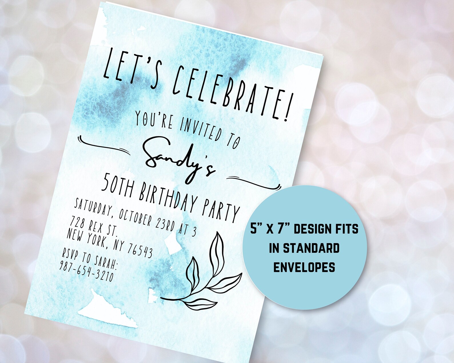 Editable Blue Party Invitation Printable Blue Party Invite Printable ...