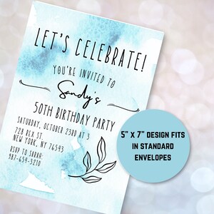 Editable Blue Party Invitation Printable | Blue Party Invite Printable ...