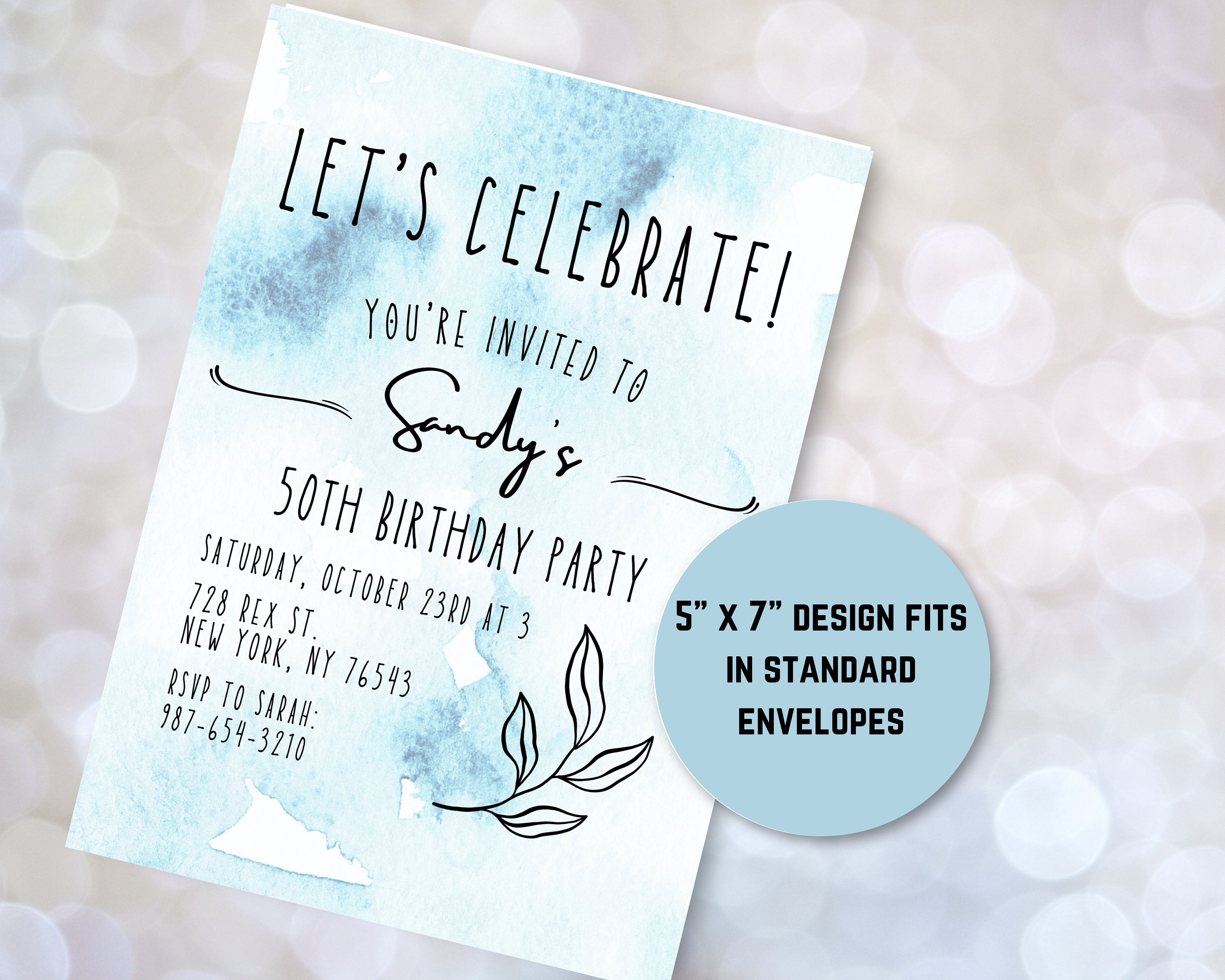 Editable Blue Party Invitation Printable Blue Party Invite Printable ...