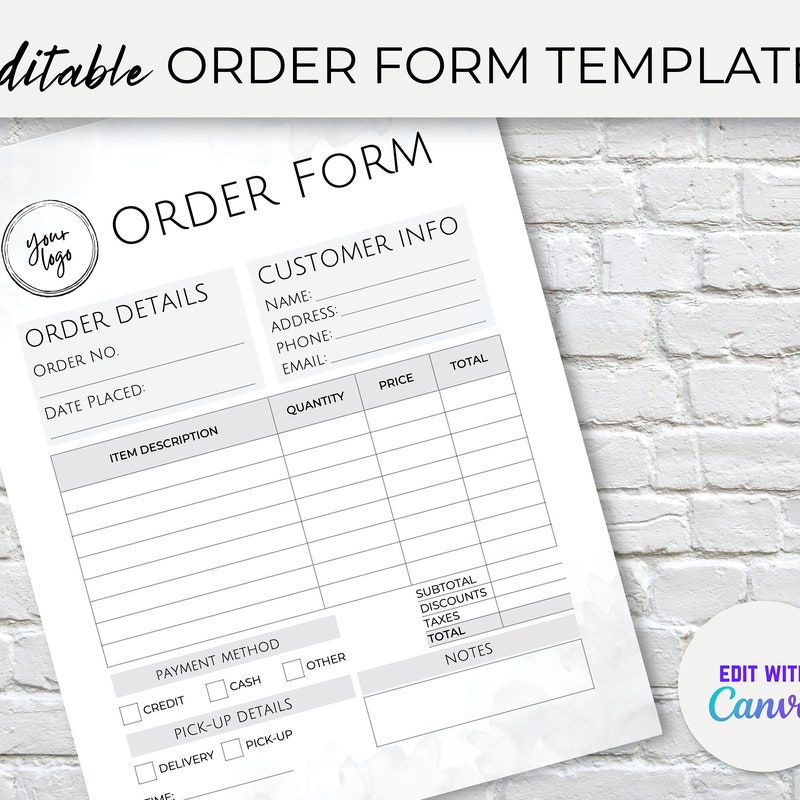 Cup Order Form - Etsy