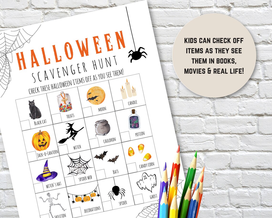 Printable Halloween Scavenger Hunt for Kids | Kids Halloween Activity ...
