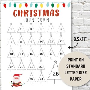 Printable Christmas Countdown | Advent Calendar | Kids Christmas ...