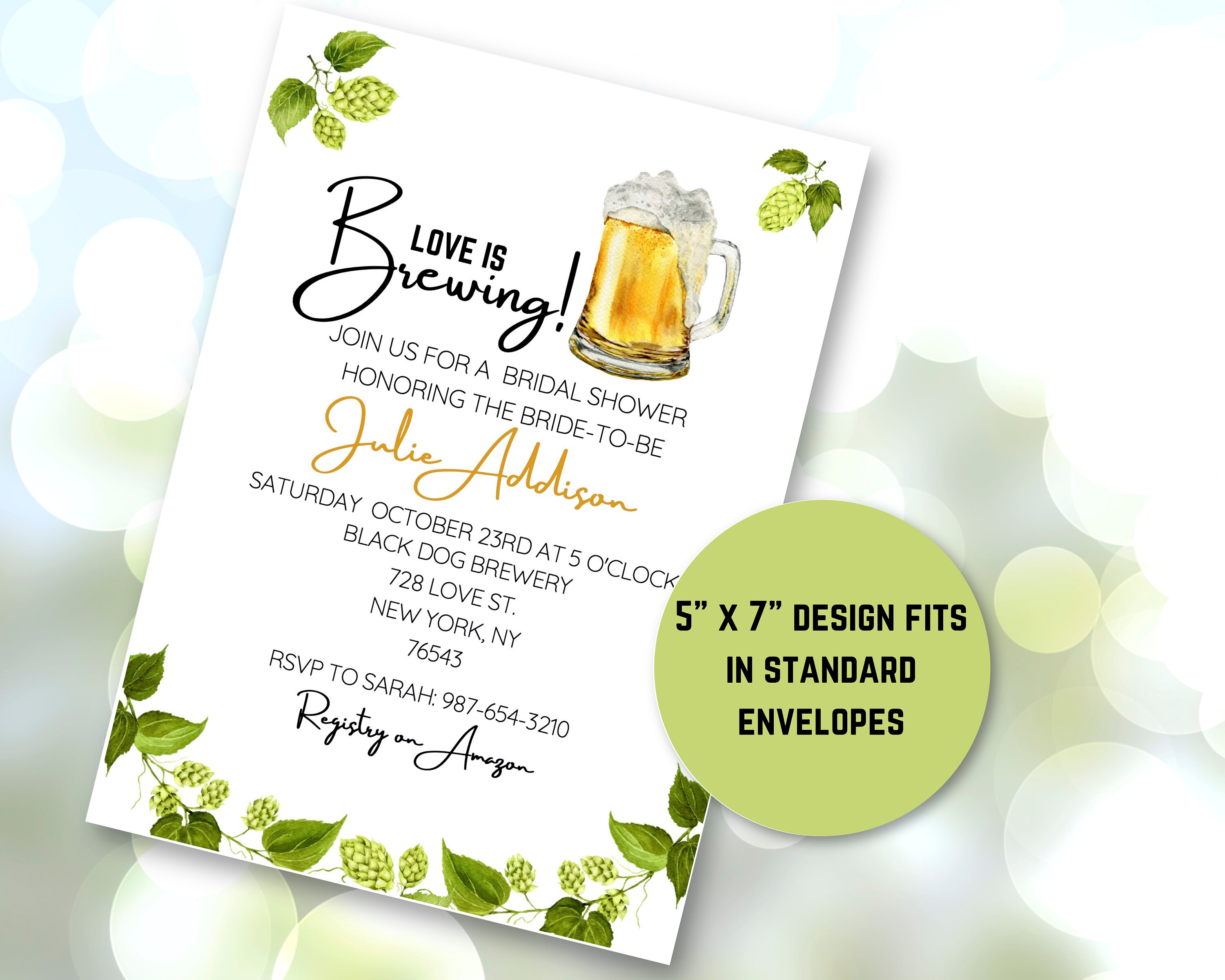 Editable Beer Bridal Shower Invitation Love is Brewing Printable Beer ...