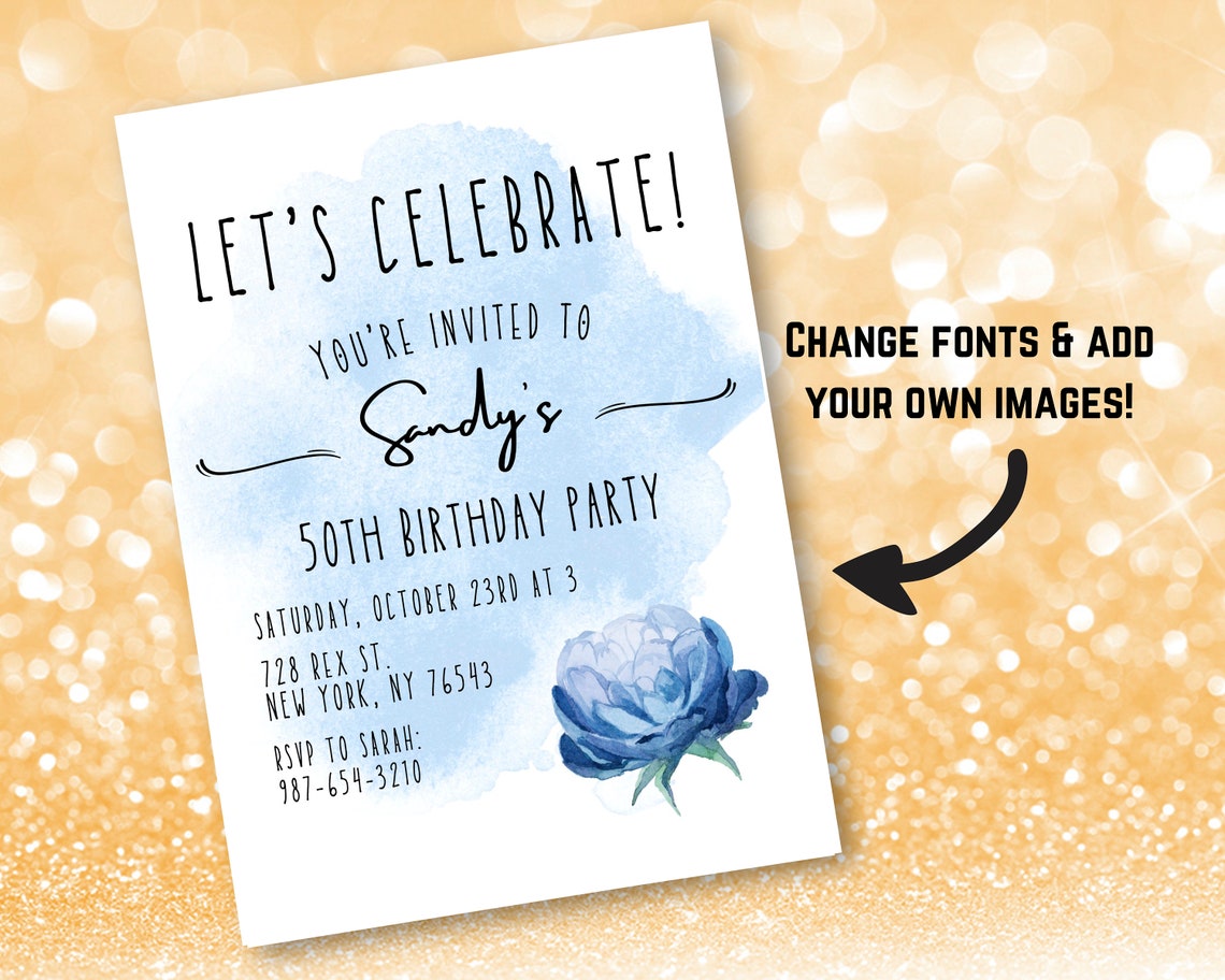 Editable Blue Party Invitation Printable Bluey Party Invite - Etsy