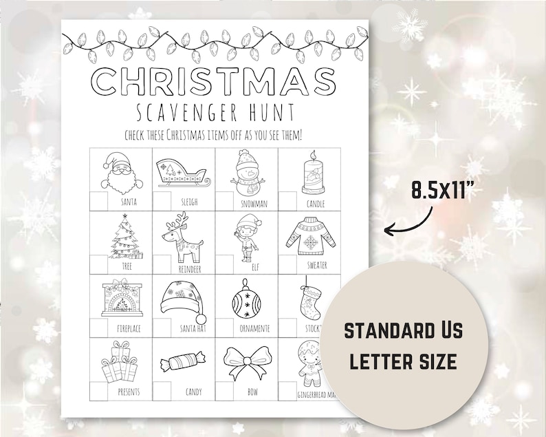 Printable Christmas Scavenger Hunt for Kids | Kids Coloring Activity ...