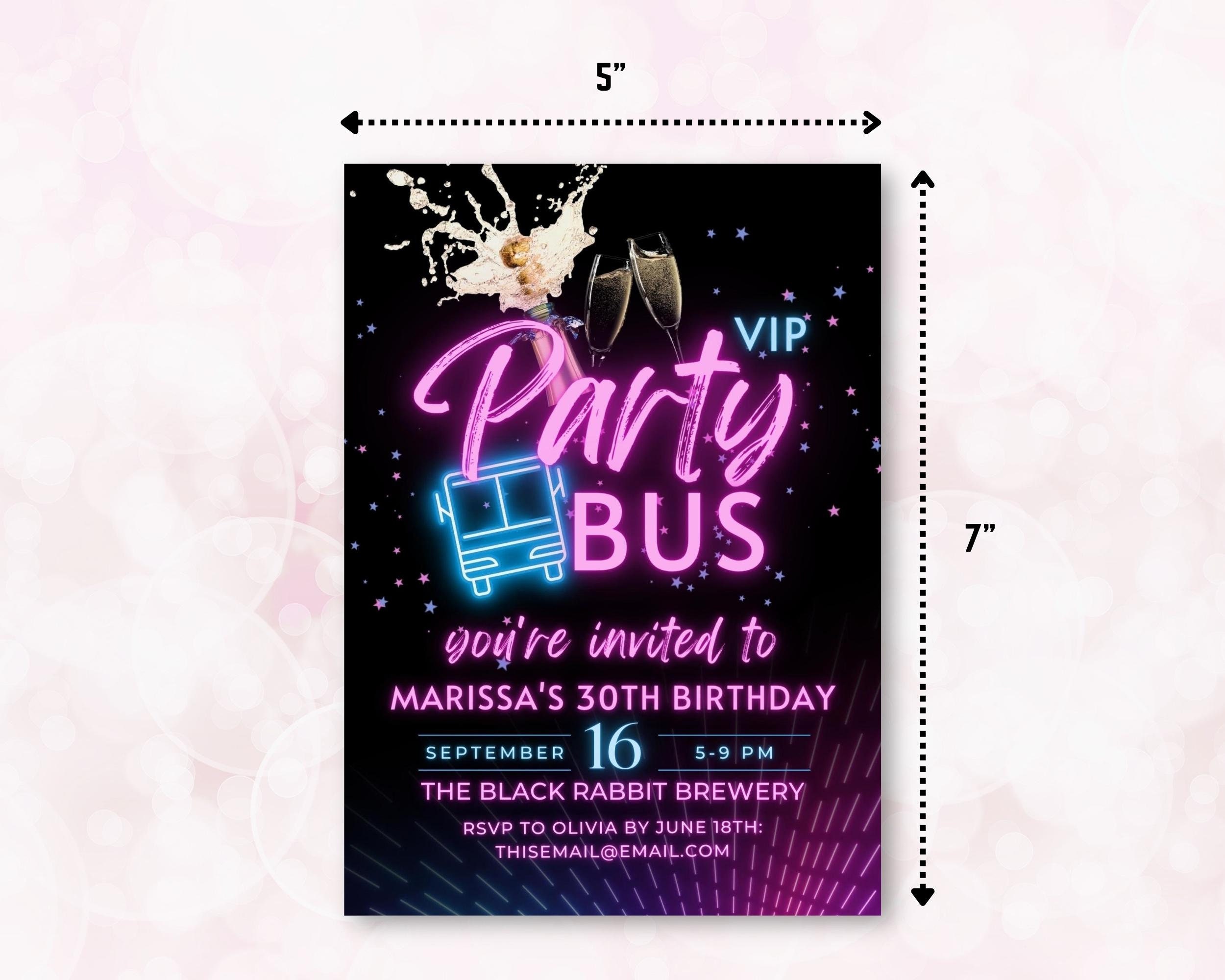 Editable Party Bus Invitation Party Limo Invite Custom Canva Template ...