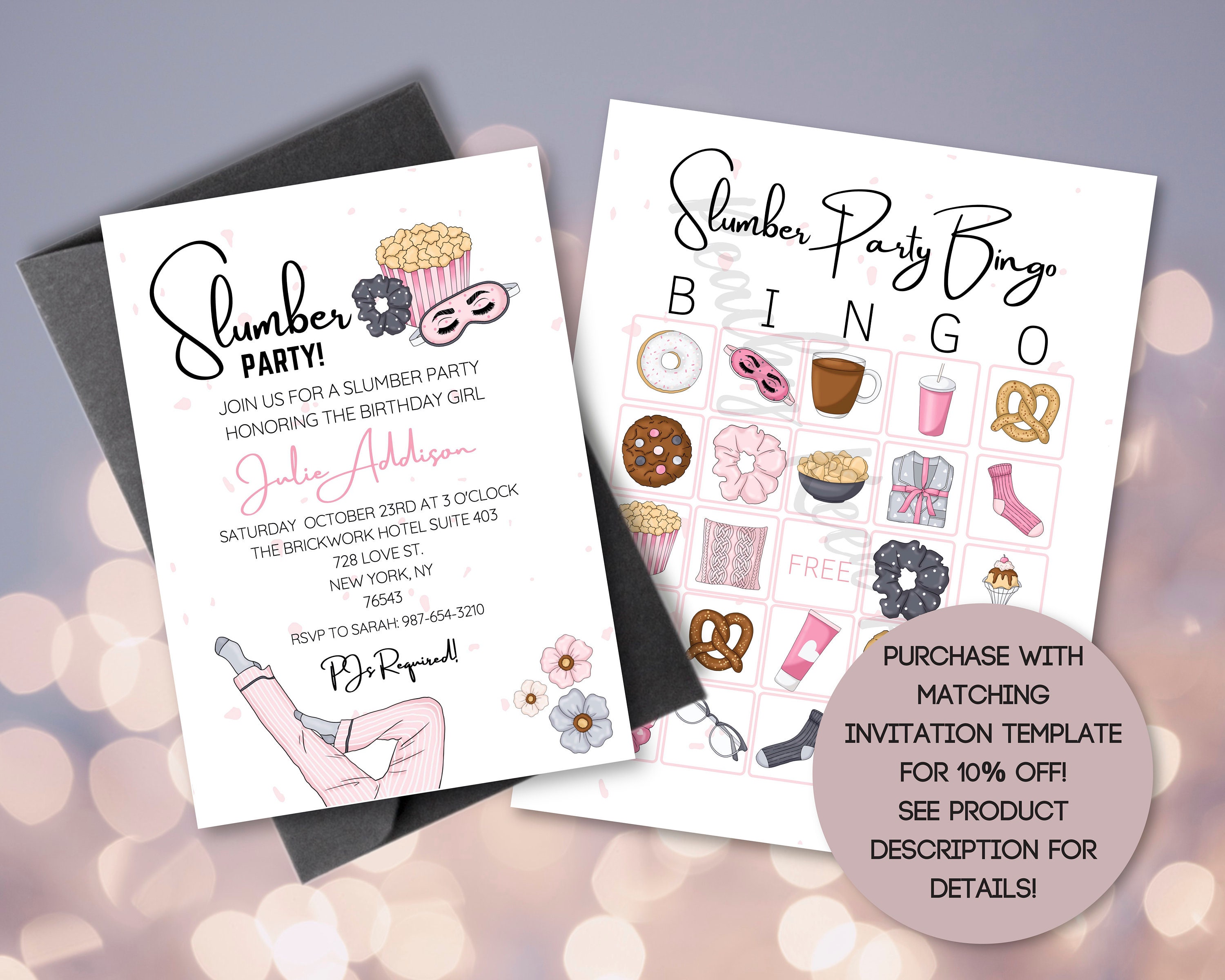 Printable Slumber Party BINGO Game Teen Girls Slumber Party - Etsy ...