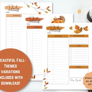 Fall Themed Daily Planner Pages | Undated US Letter, A4, A5 Planner ...