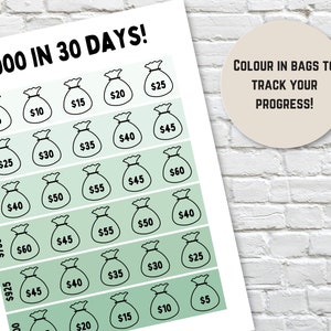 30 Day Money Saving Challenge | Printable Savings Tracker | Save 1k in ...