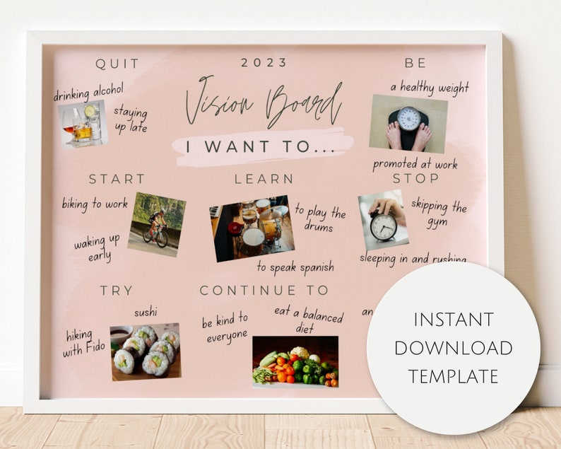Editable Vision Board Template | Intention and Goals Setting 2025 2026 ...